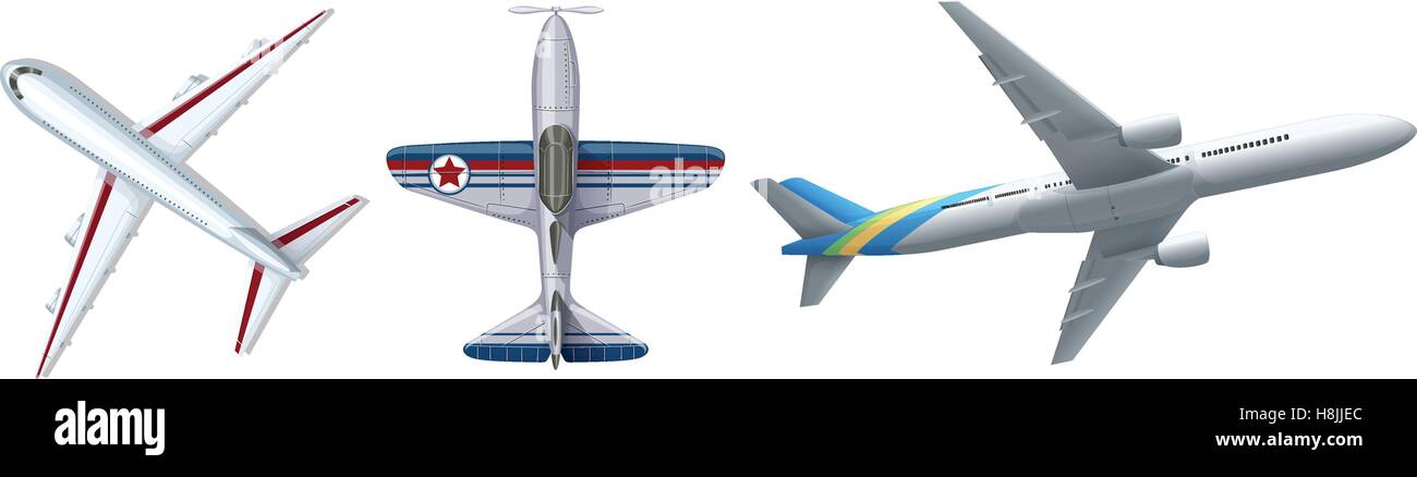 Three different airplanes on white illustration Stock Vector Image ...