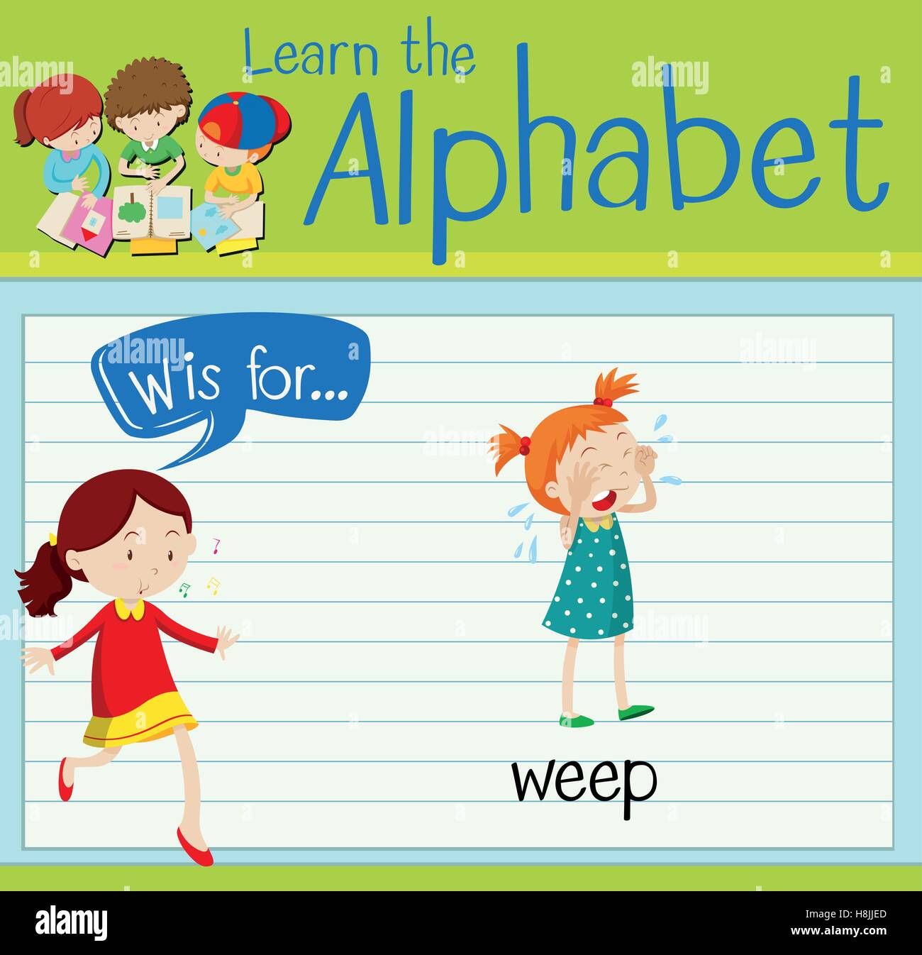 Flashcard letter W is for weep illustration Stock Vector Image & Art ...