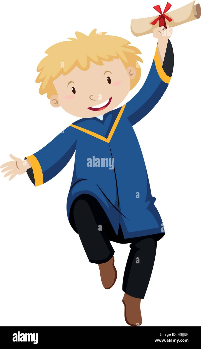 Boy in graduation gown illustration Stock Vector Image & Art - Alamy
