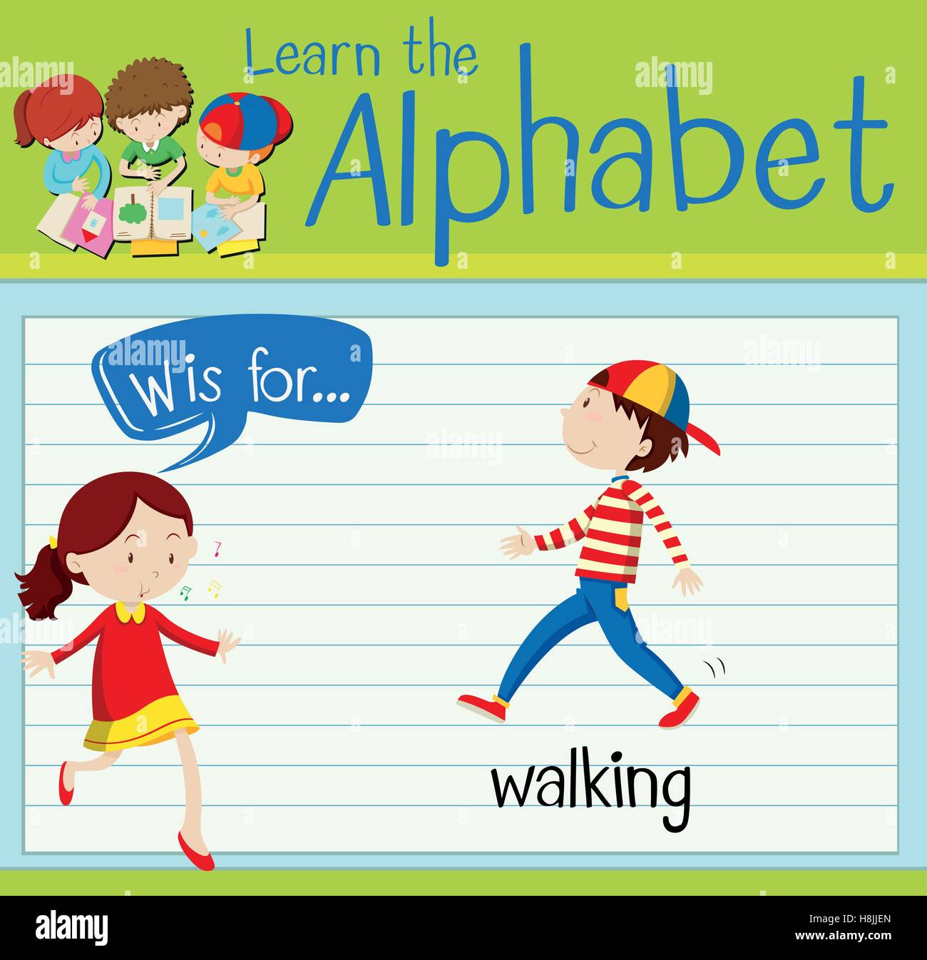 Flashcard letter W is for walking illustration Stock Vector Image & Art ...