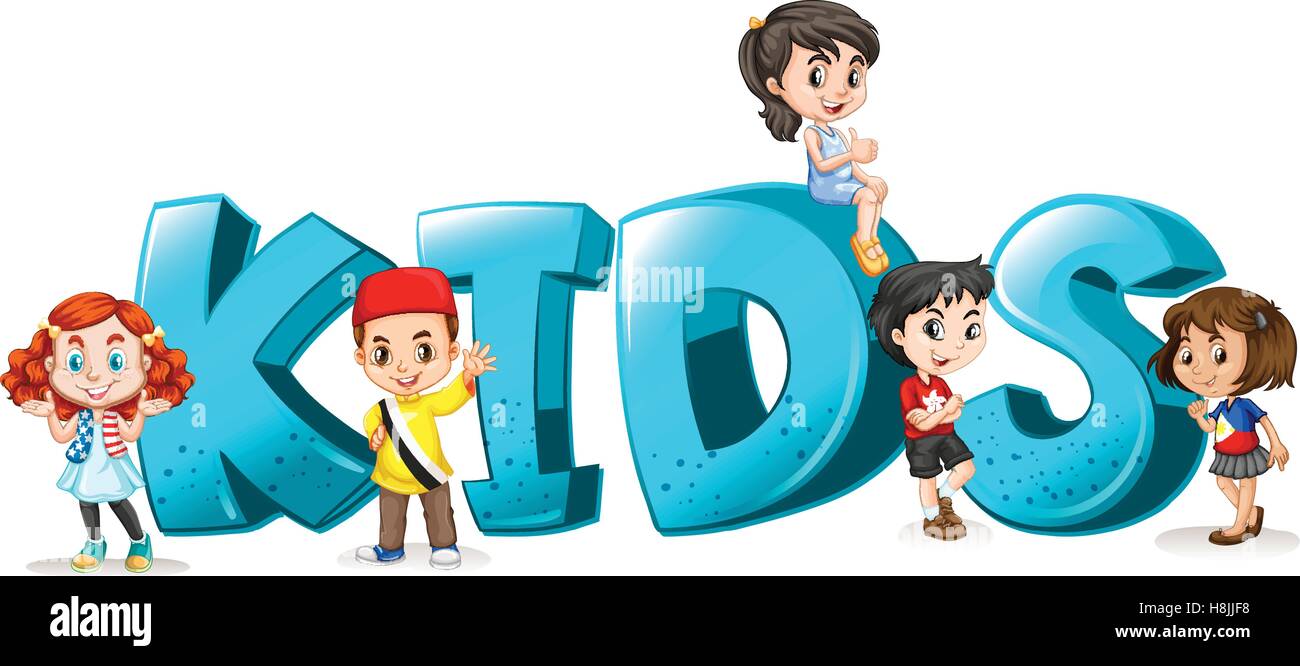 Font design for word kids illustration Stock Vector Image & Art - Alamy