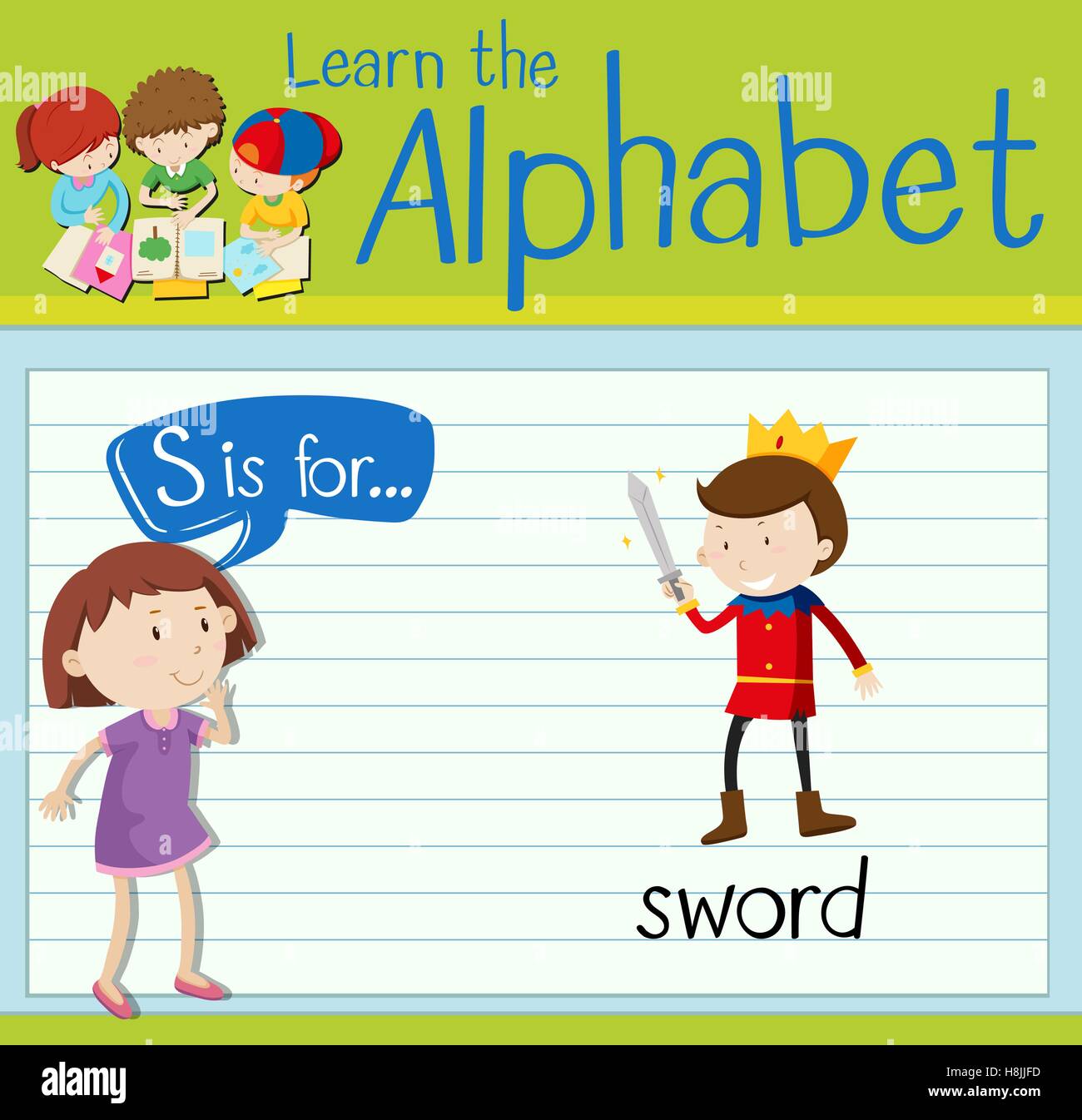 Flashcard letter S is for sword illustration Stock Vector Image & Art ...