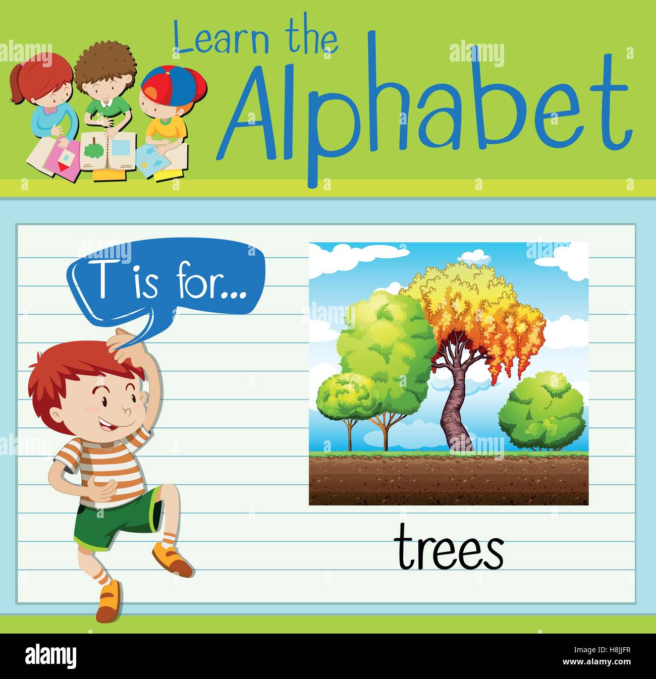 Flashcard letter T is for trees illustration Stock Vector Image & Art ...