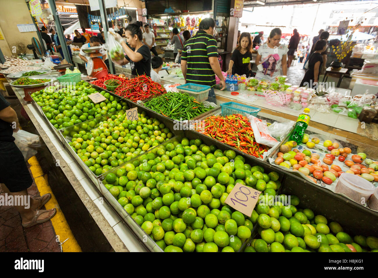 PHUKET, THAILAND - 16 Oct 2016: Fruit, vegetables, fish, and meat at ...