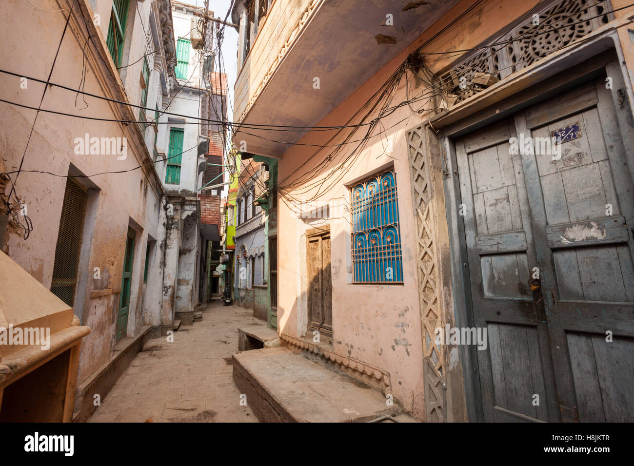 The narrow alleyways of Varanasi (Banaras), India Stock Photo - Alamy