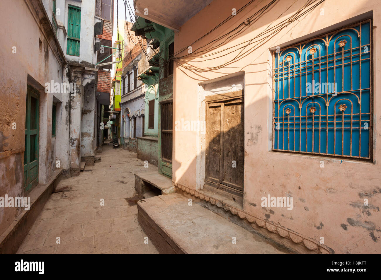 The narrow alleyways of Varanasi (Banaras), India Stock Photo - Alamy