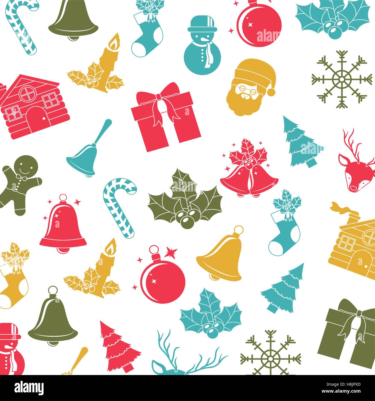 Icon set background. Christmas season decoration and celebration theme ...