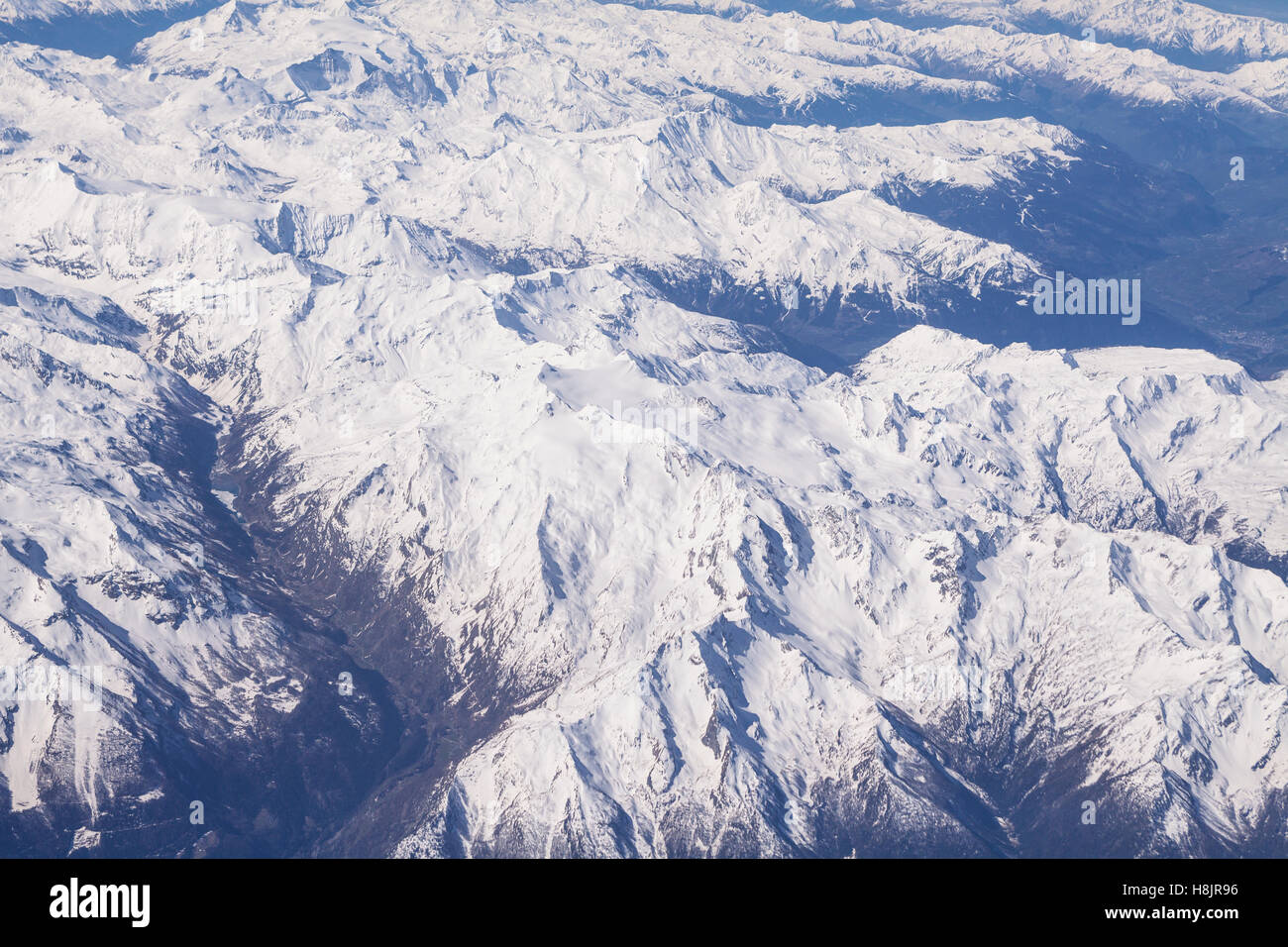 The snow-capped mountains of The Alps Stock Photo - Alamy
