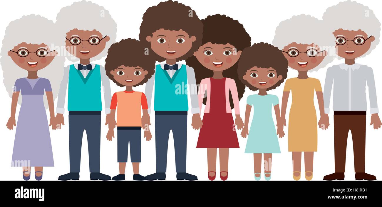 Grandparents parents and kids cartoons icon. Family relationship avatar ...