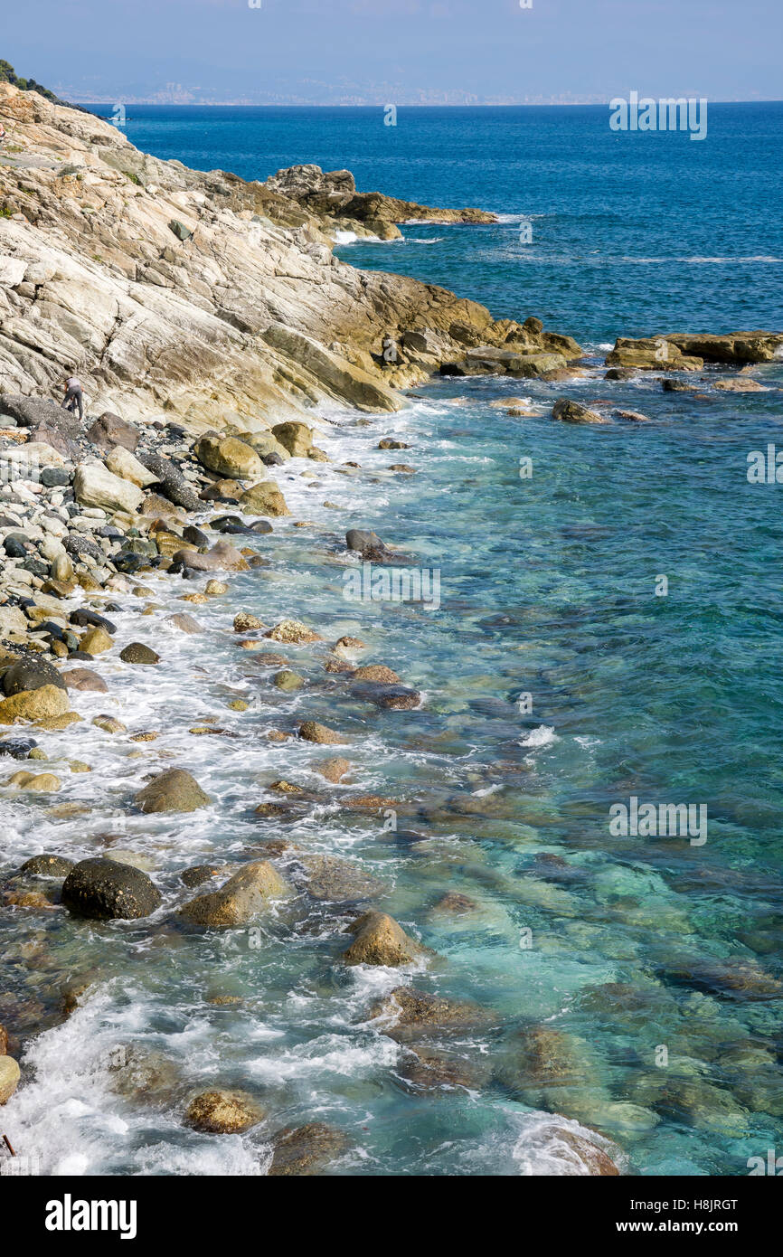 transparent sea on the promenade of Varazze in Liguria Stock Photo - Alamy