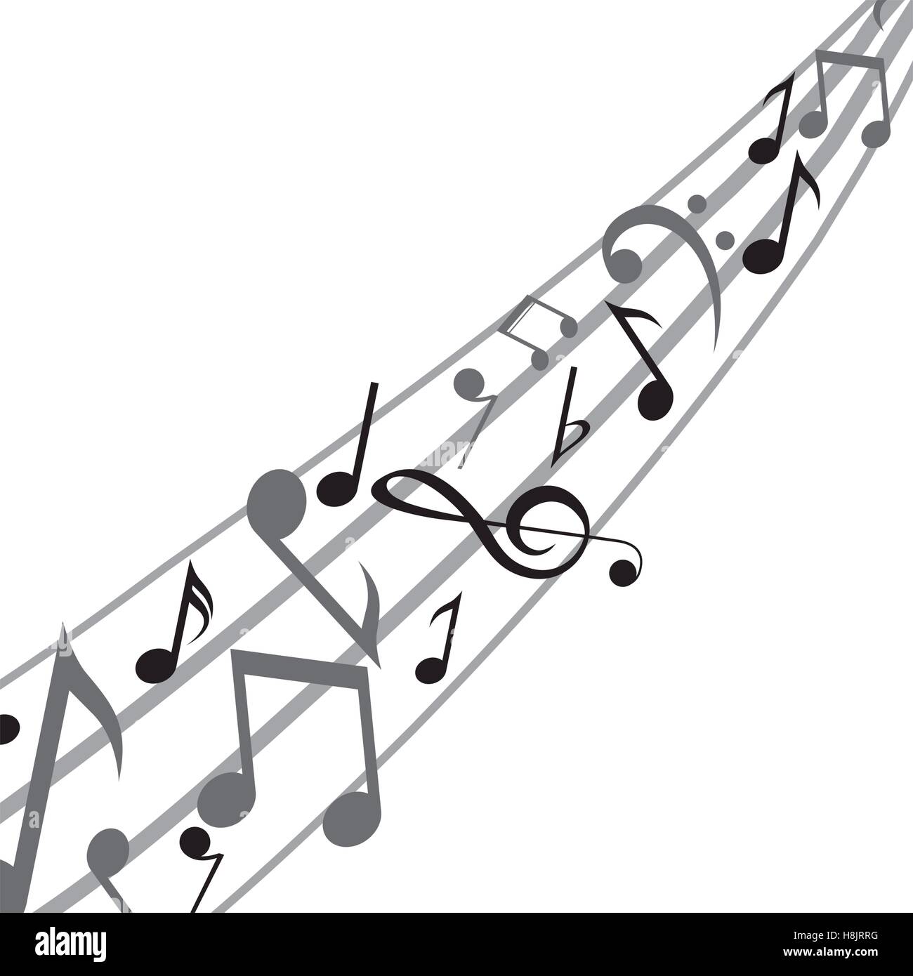 Music note icon. Sound melody pentagram and musical theme. Isolated ...
