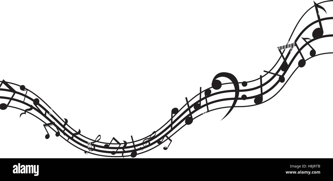 Music note icon. Sound melody pentagram and musical theme. Isolated ...