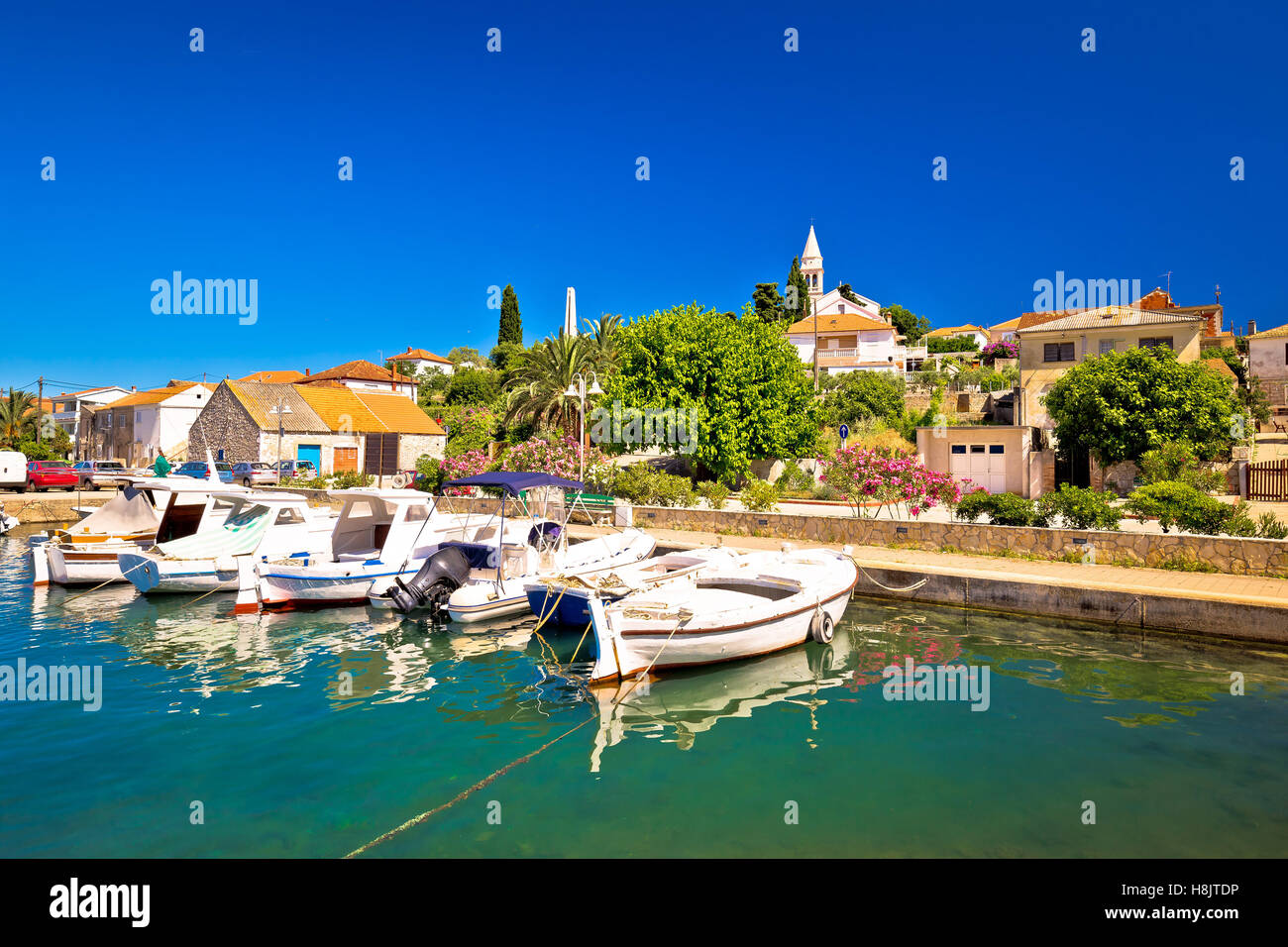 Town of Kali turquoise waterfront, island of Ugljan, Croatia Stock ...