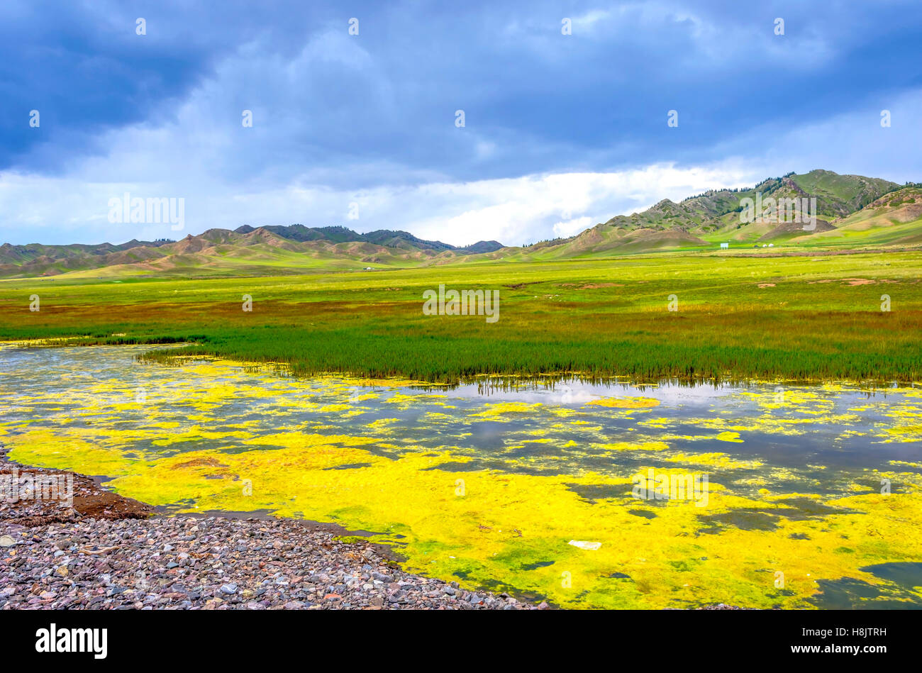 Landscape at Sayram lake, Xinjiang Uyghur autonomous region, China ...