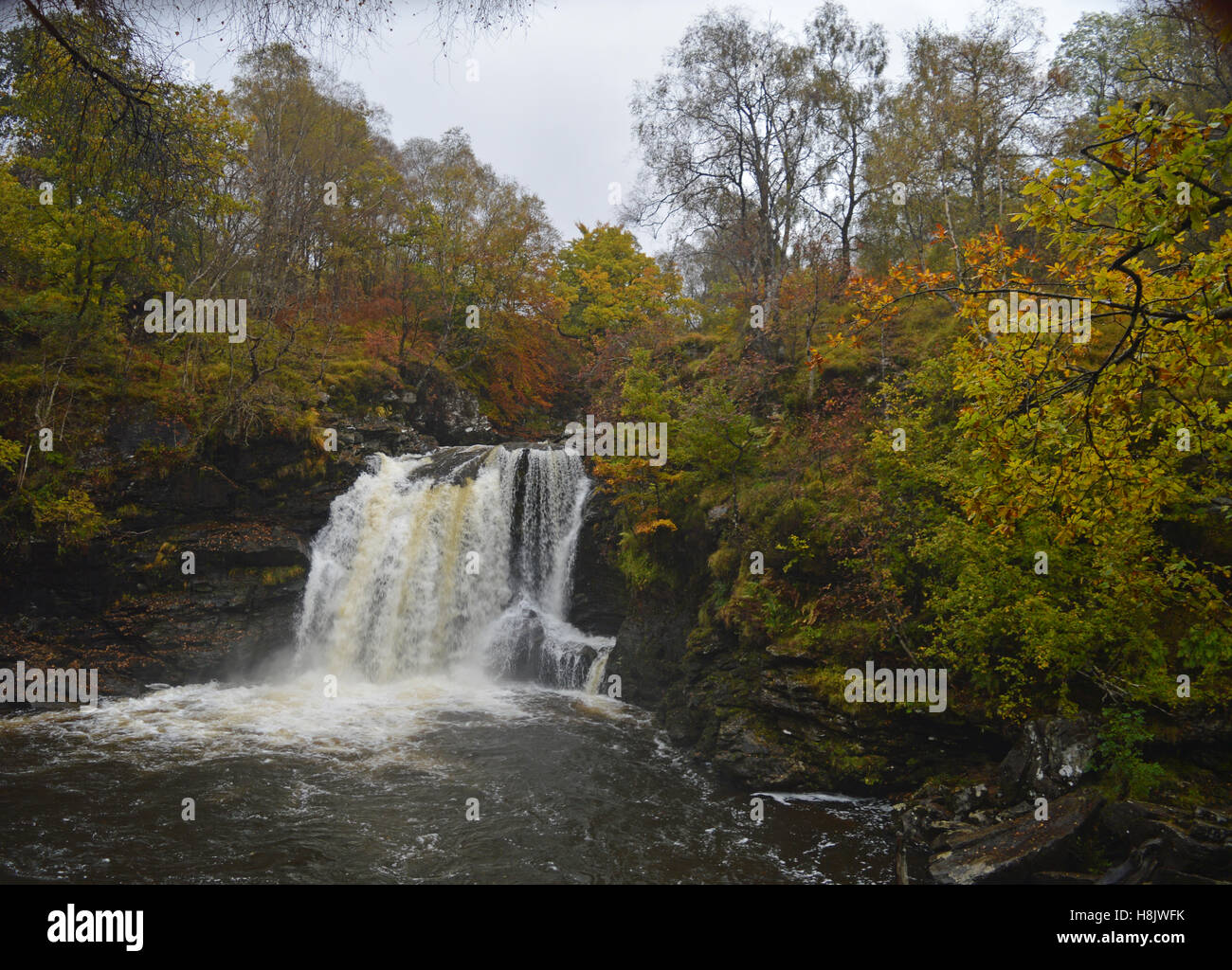 Falls of Falloch waterfall situated in the north part of Loch Lomond ...