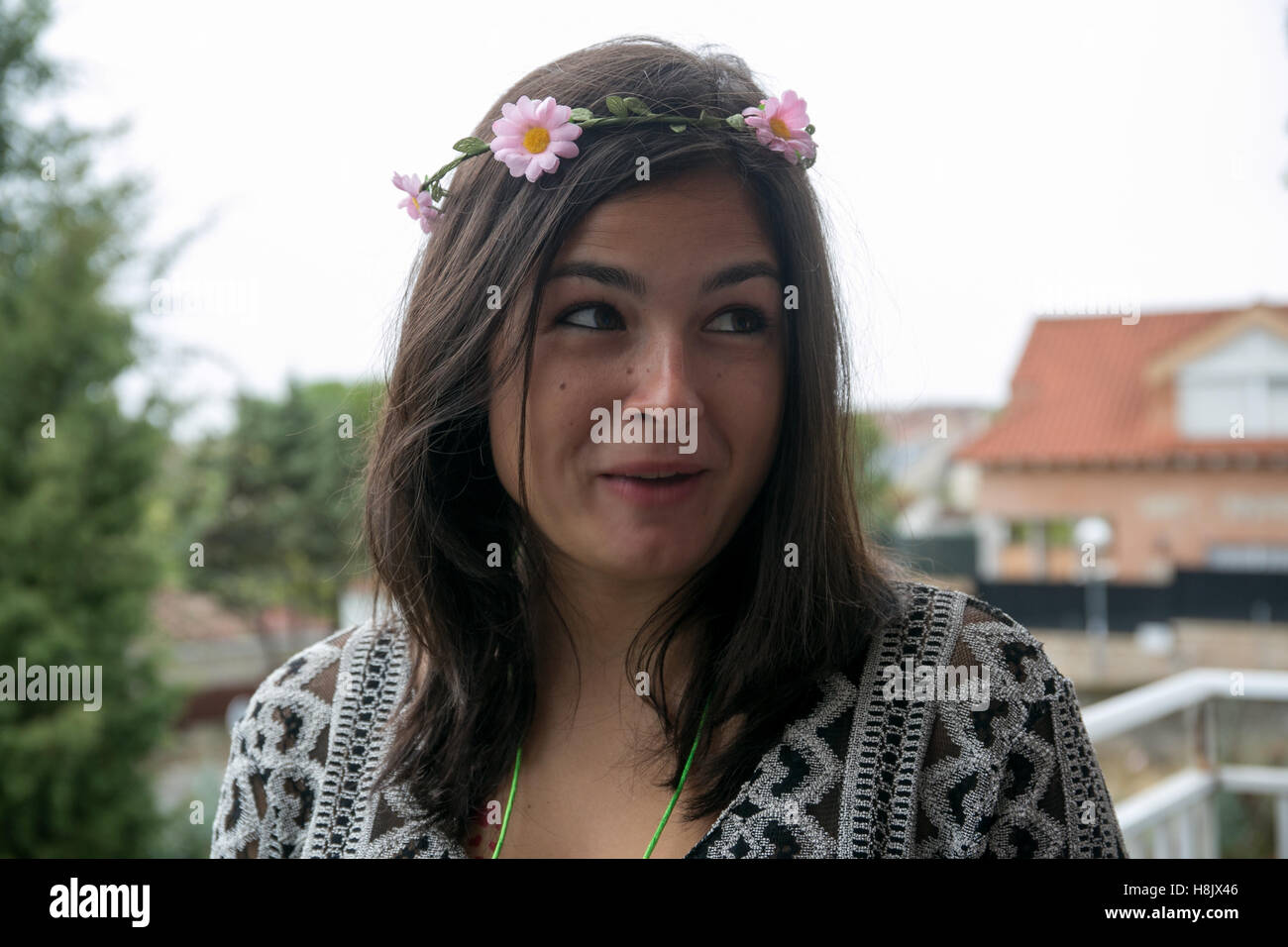 Girl customed posing Stock Photo - Alamy