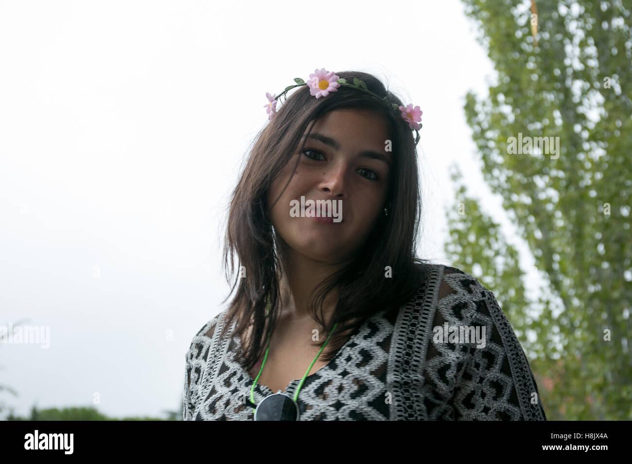 Girl customed posing Stock Photo - Alamy