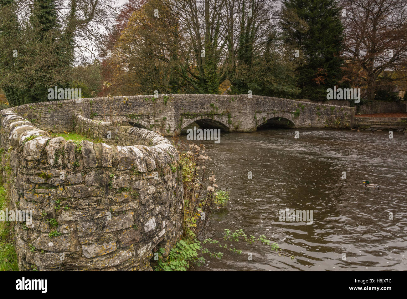 The sheepwash bridge at Ashford in the water Stock Photo - Alamy