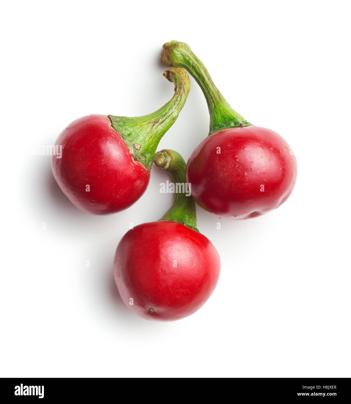 Round red chili peppers isolated on white background Stock Photo - Alamy