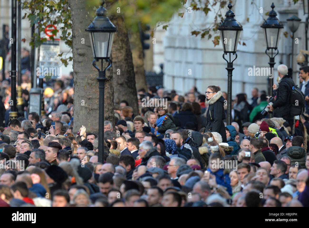 Crowds during the annual Remembrance Sunday Service at the Cenotaph ...