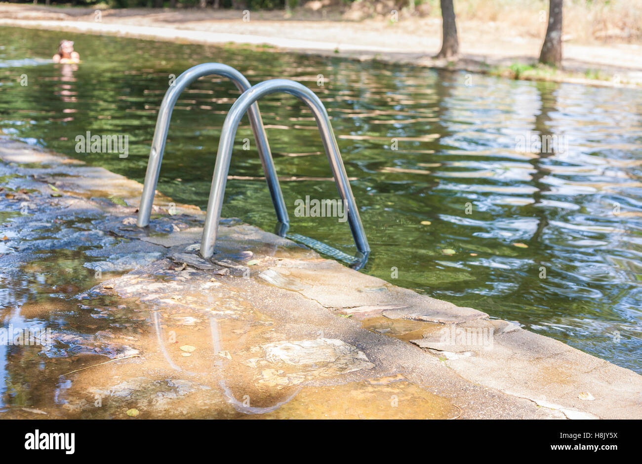 Natural pools of Gevora River a summer day, Badajoz, Spain Stock Photo ...
