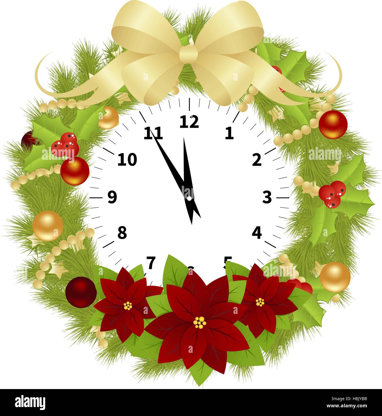 Christmas Adorned Clock Stock Vector Image & Art - Alamy
