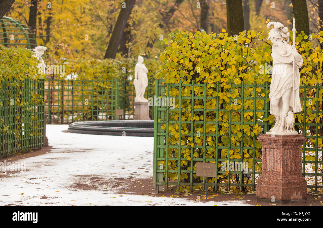 View Summer Garden after the first snowfall, St. Petersburg, Russia ...