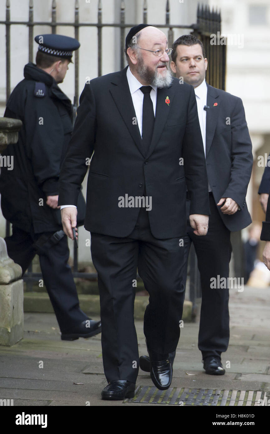 Chief Rabbi Ephraim Mirvis makes his way through Downing Street on his ...