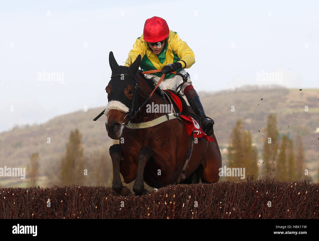 Fox Norton ridden by Aidan Coleman clears the last fence before going ...