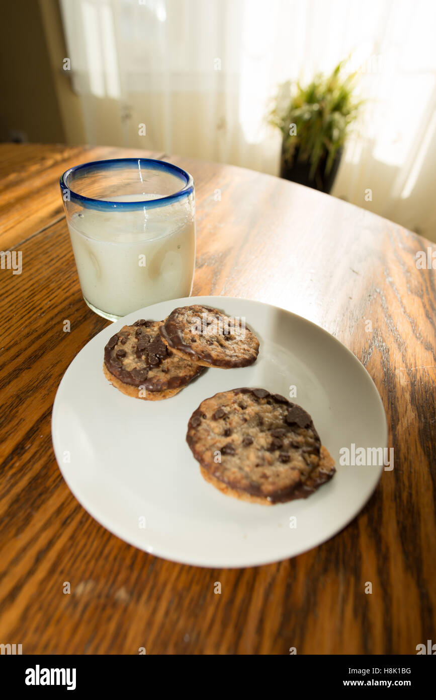 Chocolate Chip Cookies and Milk Stock Photo - Alamy