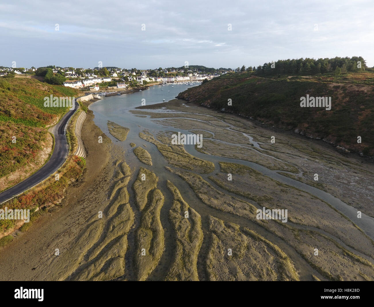 Harbor of Sauzon, view per drone Stock Photo - Alamy