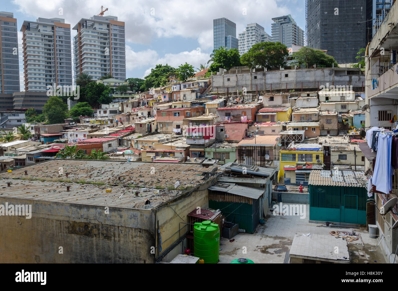 Colorful houses of the poor inhabitants of Luanda, Angola. These ...