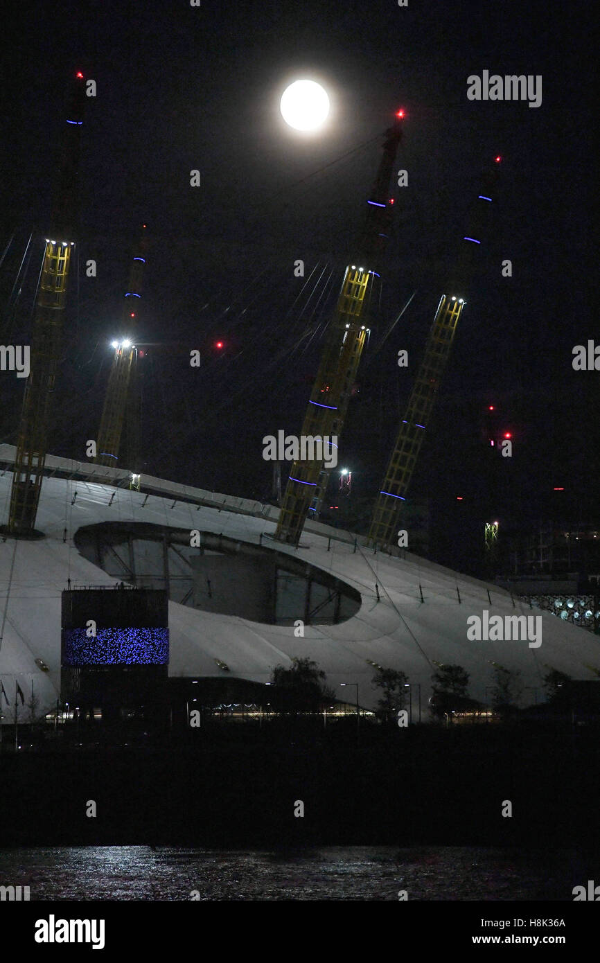 The moon over the O2 Arena in south-east London, as a rare supermoon ...