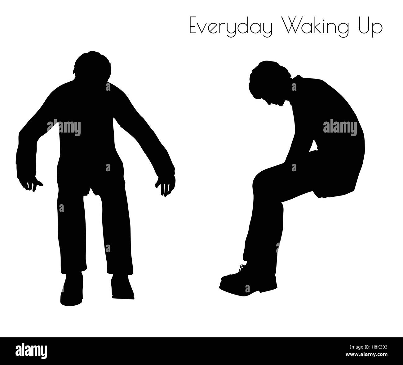 EPS 10 vector illustration of man in Everyday Waking Up pose on white ...
