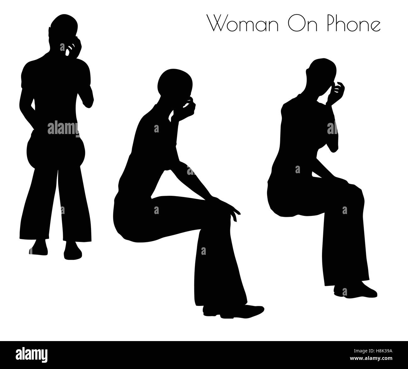 EPS 10 vector illustration of Woman On Phone pose on white background ...