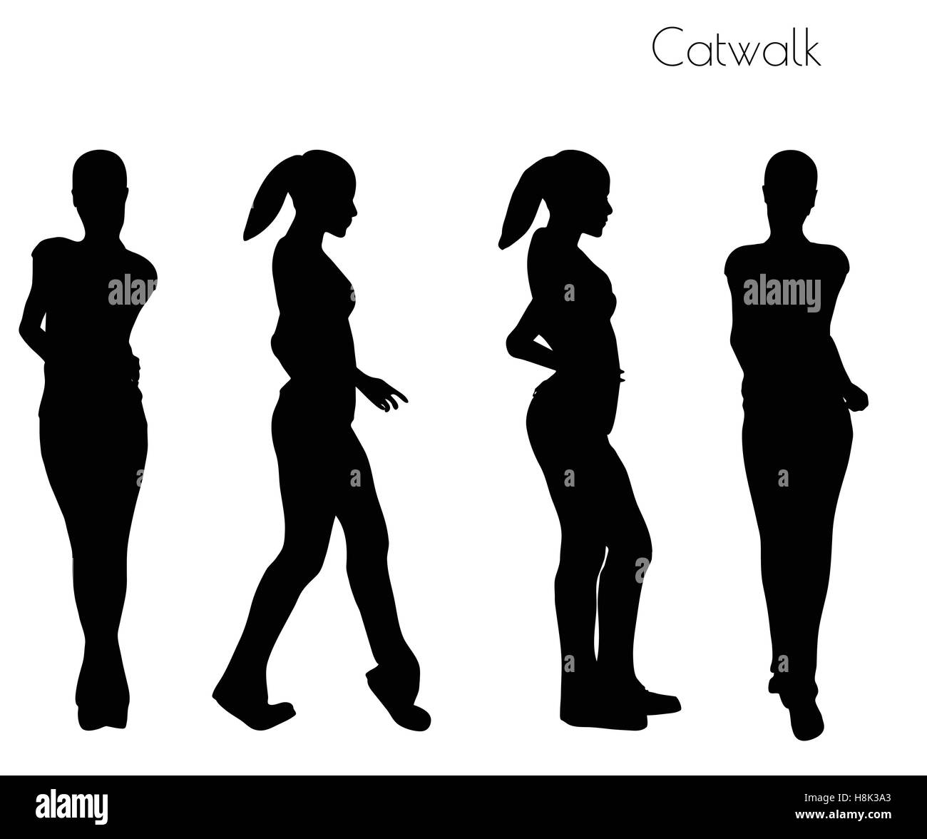 EPS 10 vector illustration of woman in Catwalk pose on white background ...
