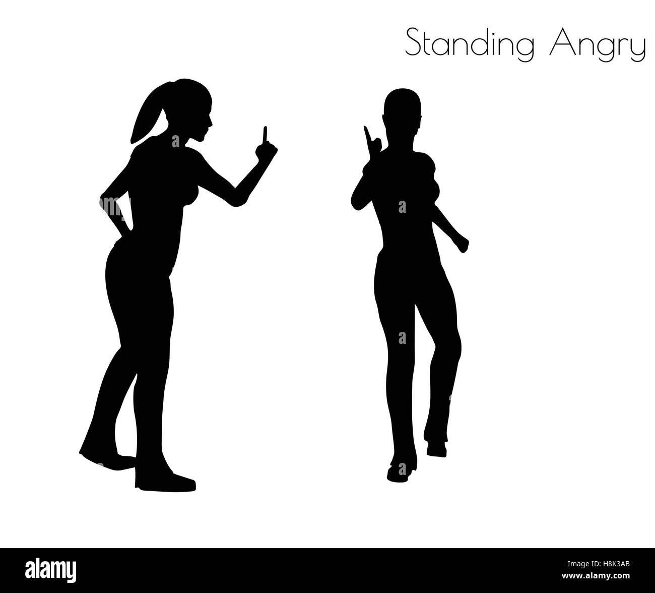 EPS 10 vector illustration of woman in Standing Angry pose on white ...