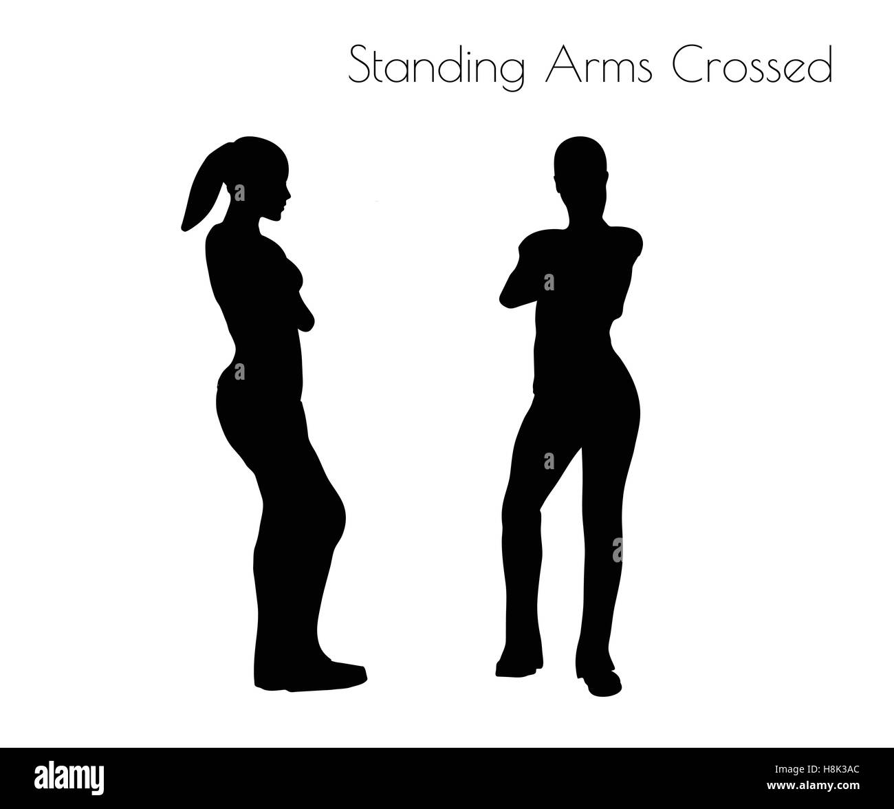 Eps 10 Vector Illustration Of Woman In Standing Arms Crossed Pose On White Background Stock 