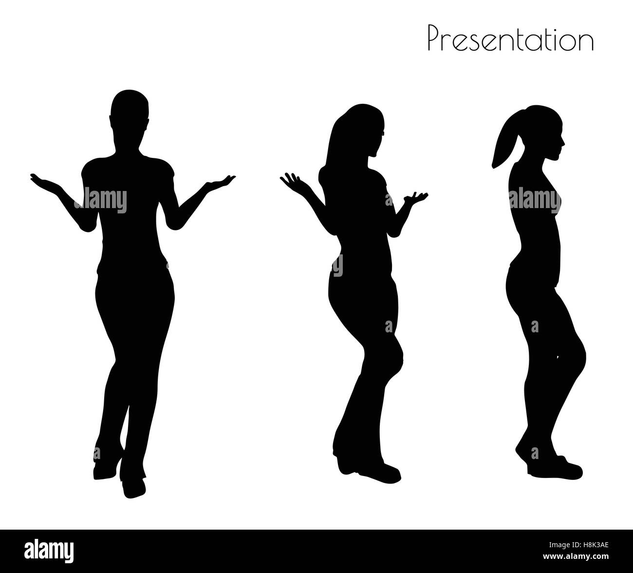 EPS 10 vector illustration of woman in Presentation pose on white ...