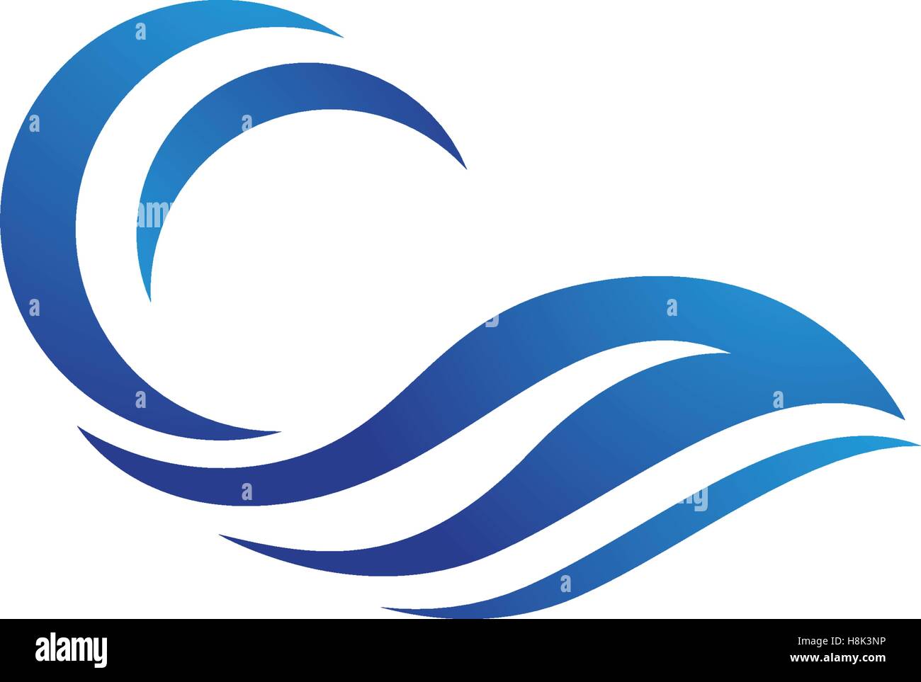 Vector Logo with yellow sun and blue sea waves. Vector logotype Stock ...
