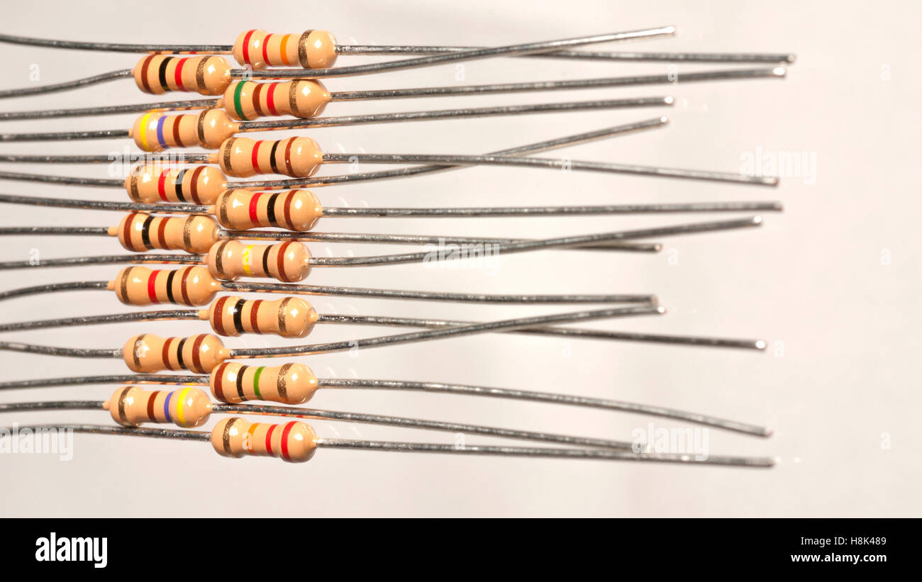 Many resisters from electronics in a row Stock Photo - Alamy