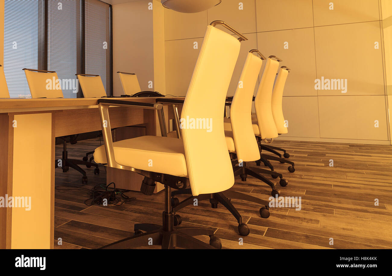 Office corporate conference room sits empty before a morning meeting ...