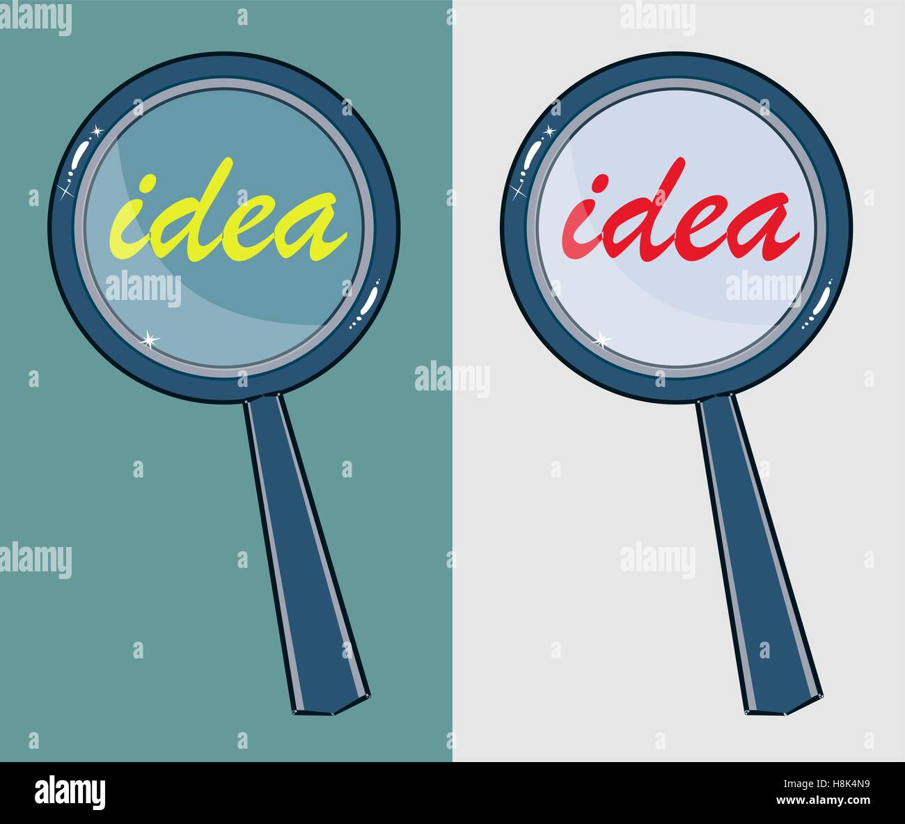 Magnifying glass with word idea Stock Vector Image & Art - Alamy