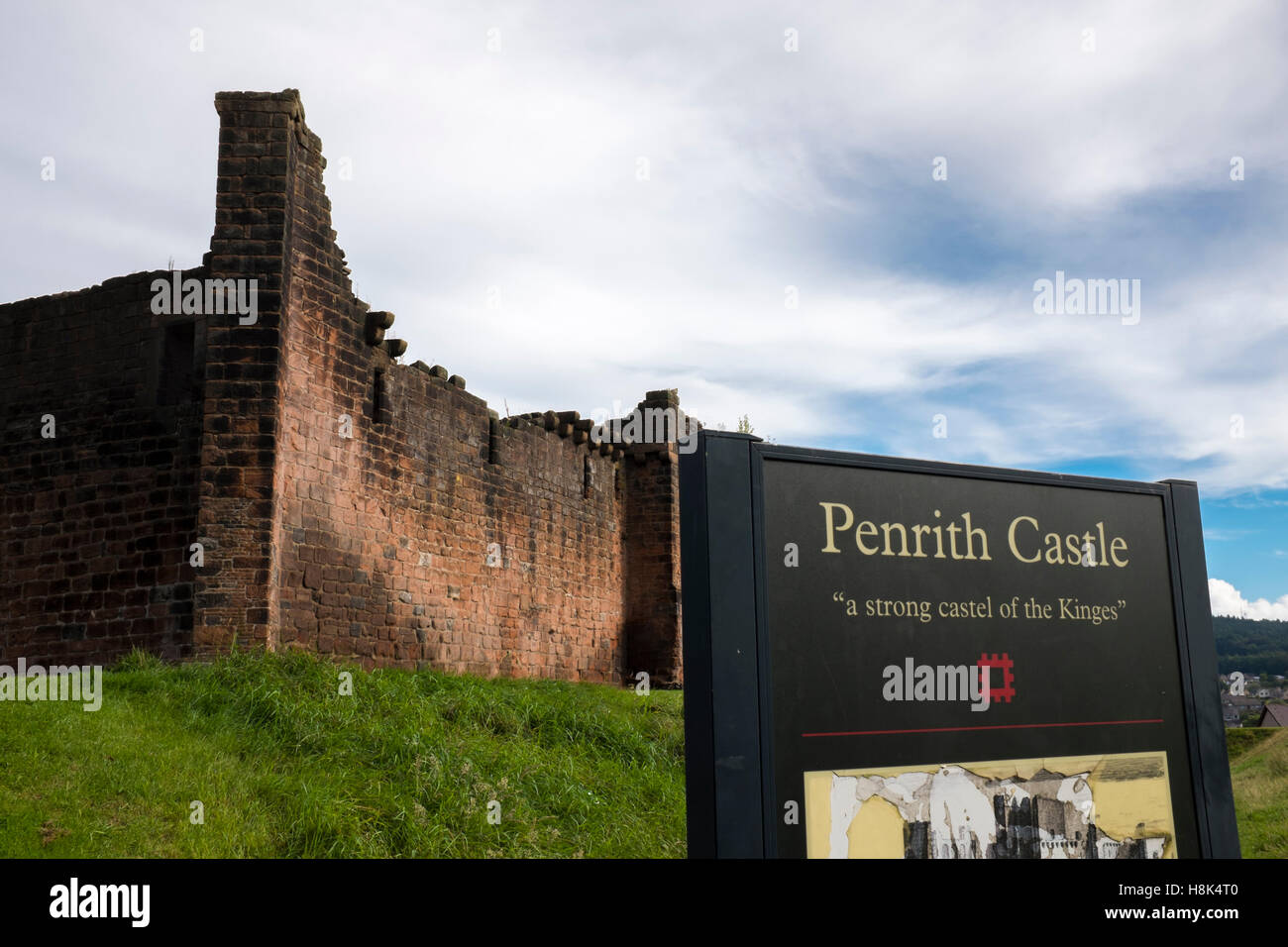 Penrith Castle and Information board, Cumbria, England Stock Photo - Alamy