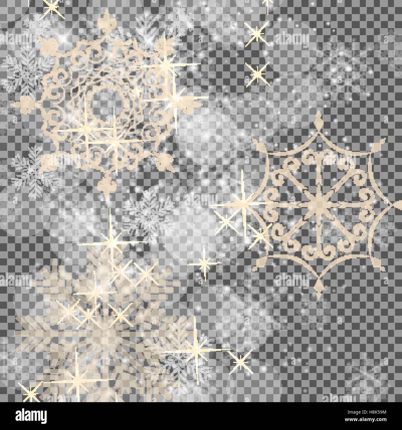 Falling Shining Snowflakes and Snow on Transparent Background. C Stock ...