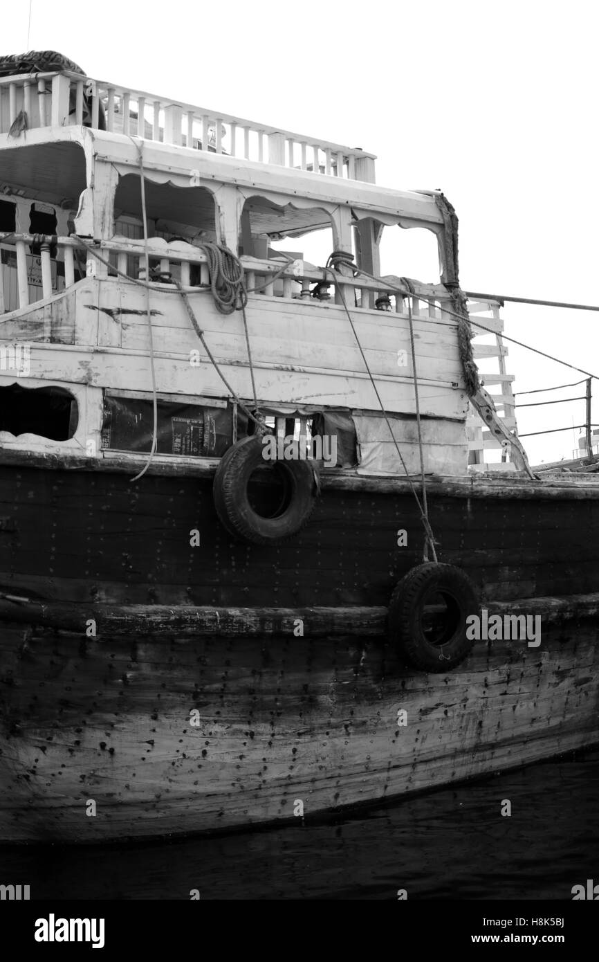Cargo boats sail on Black and White Stock Photos & Images - Alamy