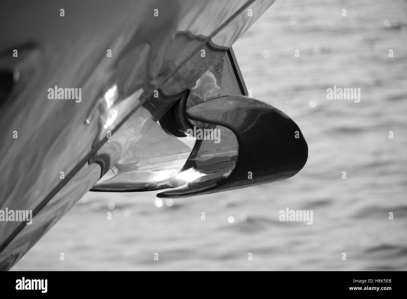 Boats at anchor Black and White Stock Photos & Images - Alamy