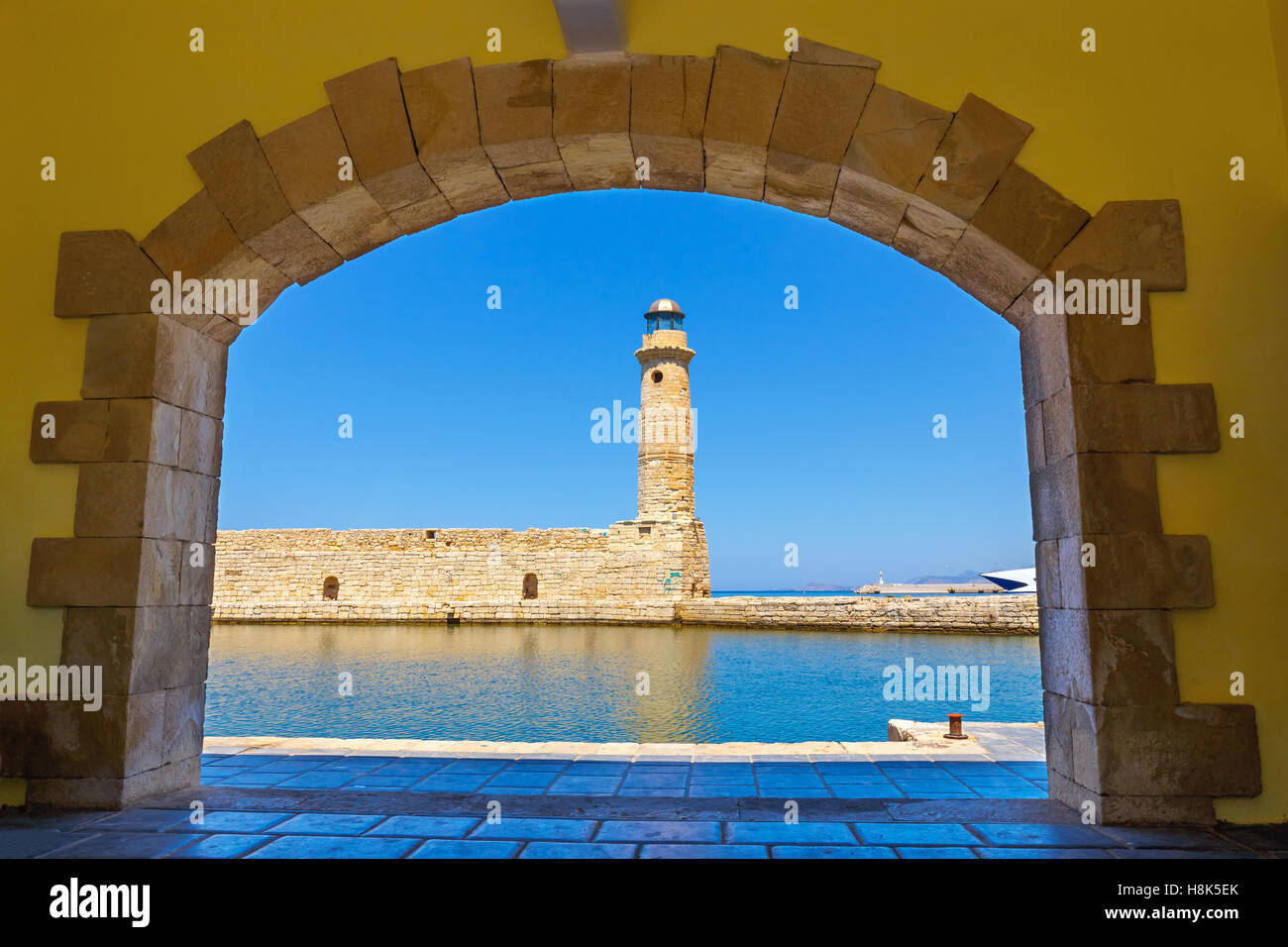 old port and Lighthouse in Rethymno, Crete, Greece Stock Photo - Alamy