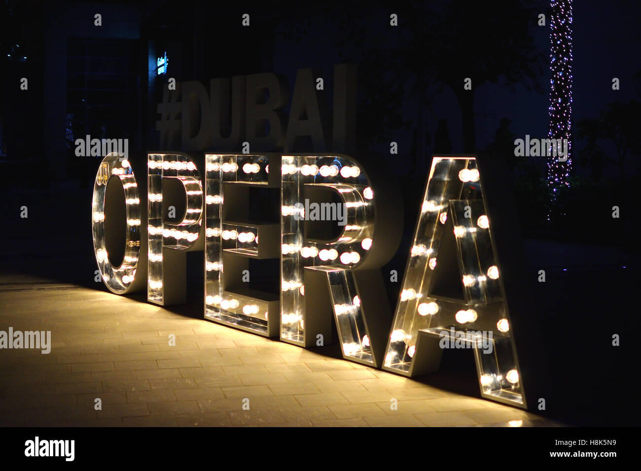 Dubai opera sign night hi-res stock photography and images - Alamy