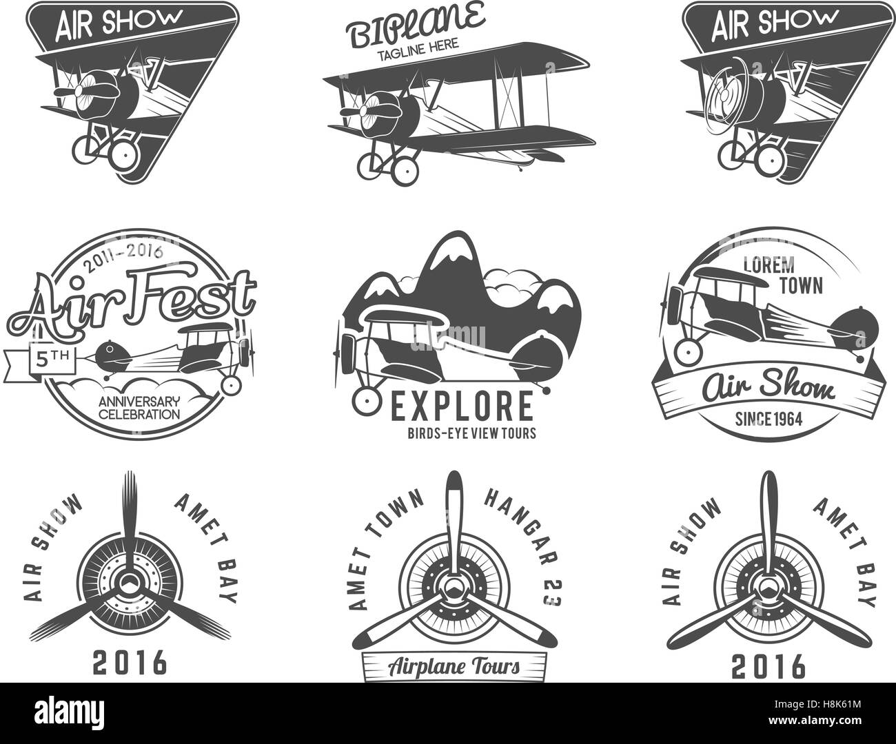 Vector elements for airplane emblems hi-res stock photography and ...